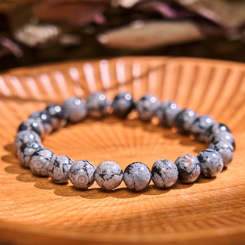 KarmaRipple Snowflake Obsidian Balance Wristband | KarmaRipple